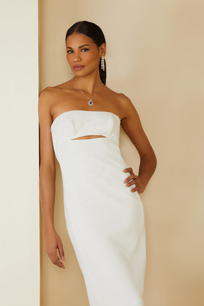 AGILITÀ - Vestido Midi Bordado Tomara Que Caia Off White - Verão 23